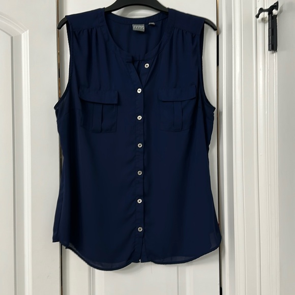 Soho | Tops | Soho New York And Company Jeans Navy Button Up Blouse ...